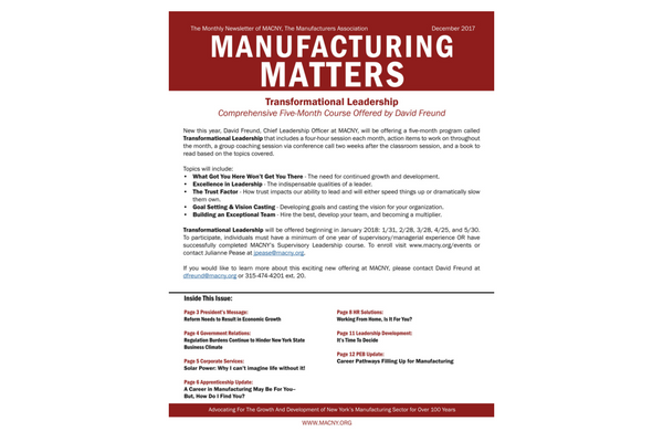 Manufacturing Matters - December 2017 - MACNY