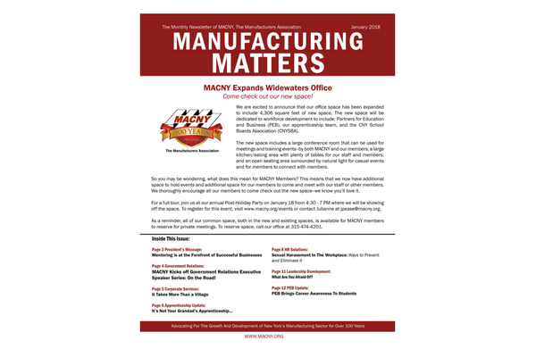 Manufacturing Matters - January 2018 - MACNY