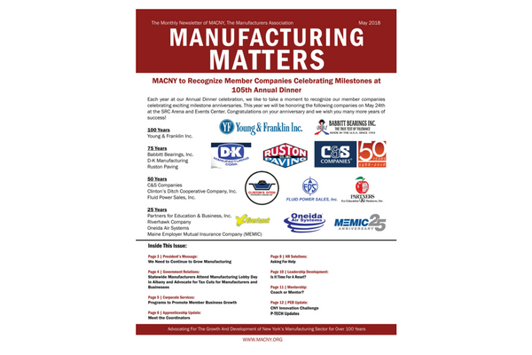 Manufacturing Matters - May 2018 - MACNY